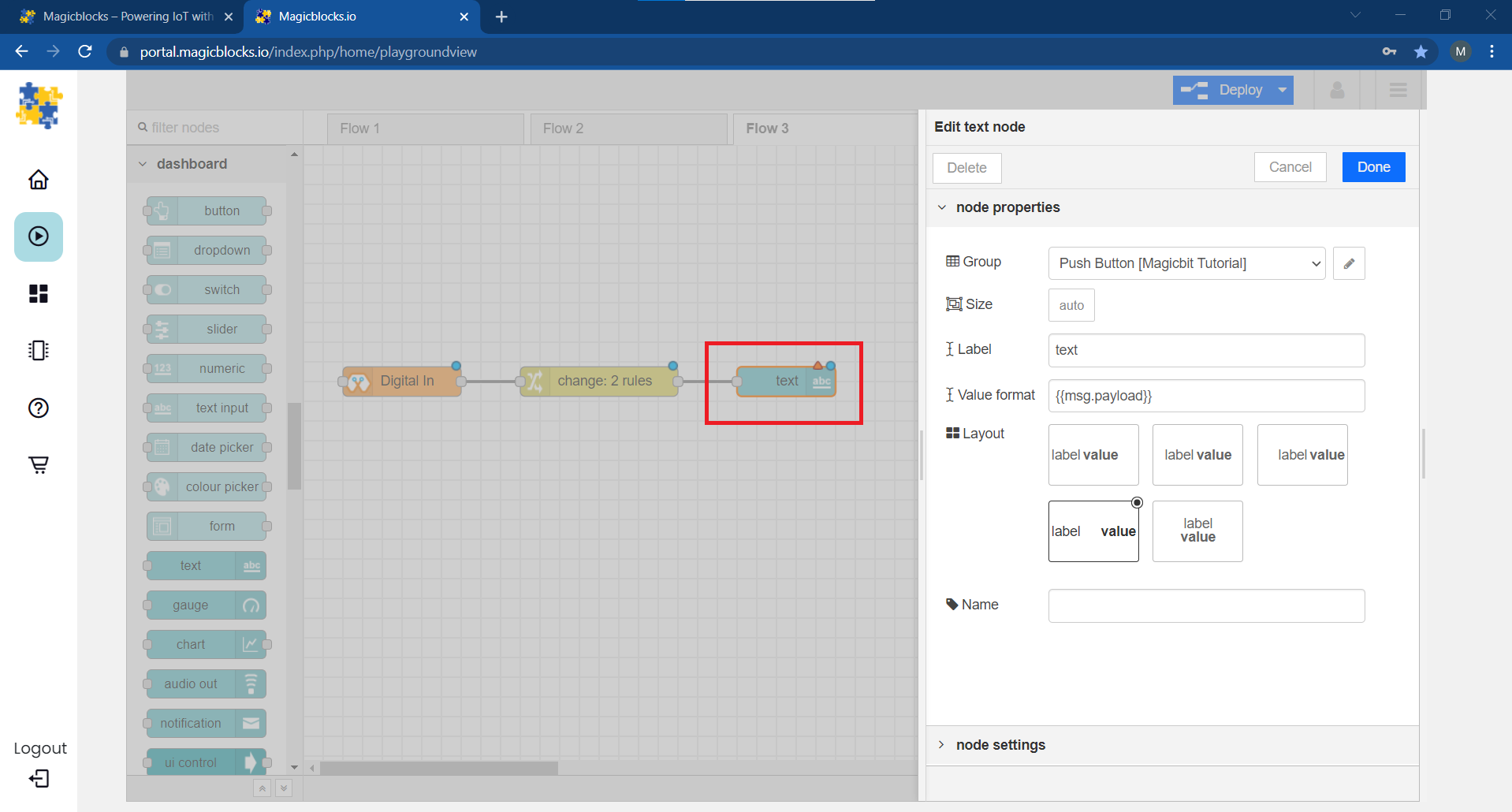 Magicblocks Lesson 06: input type button - Magicbit